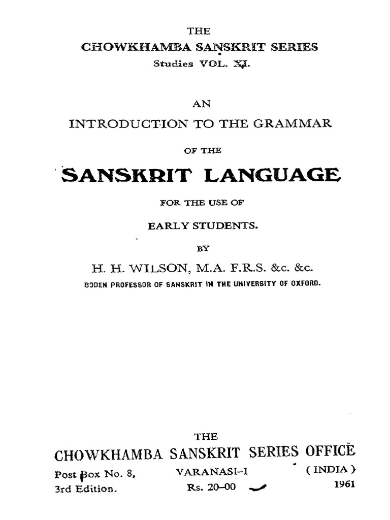 An Introduction To The Grammar of The Sanskrit Language, For The Use of Early Students (PDFDrive ...