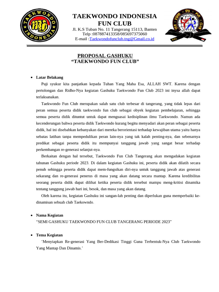 Gashuku Taekwondo Fun Club 2023 | PDF