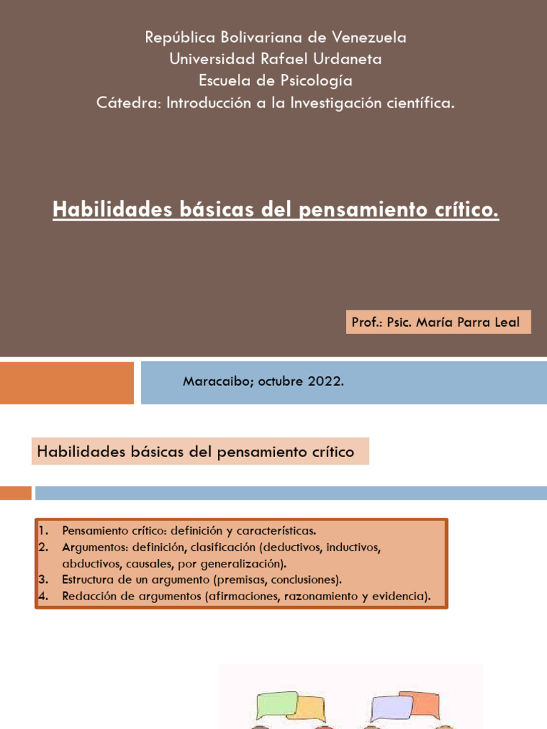 Tema 2 Habilidades basicas del pensamiento.pptx_090537 | PDF | Pensamiento crítico | Pensamiento