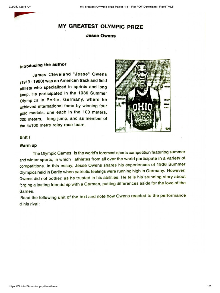 My Greatest Olympic Prize Pages 1-6 | PDF