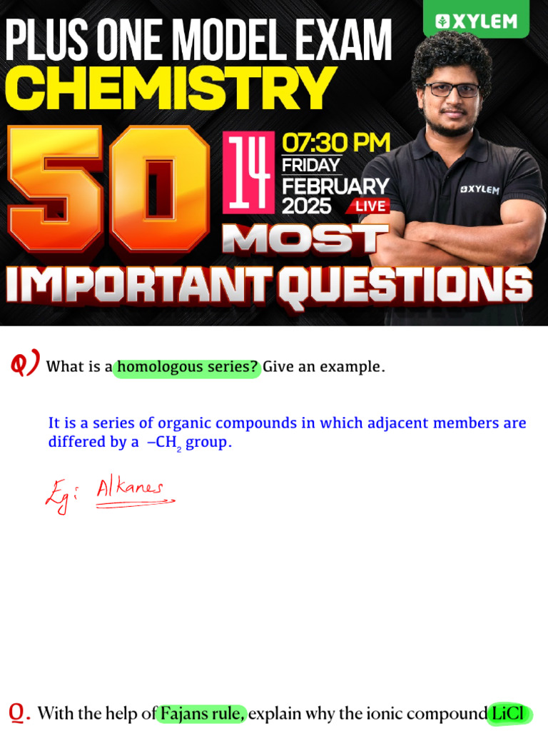 50 Most Imp Questions Mad Plus One Chemistry - 14-02-25 | PDF | Applied And Interdisciplinary ...