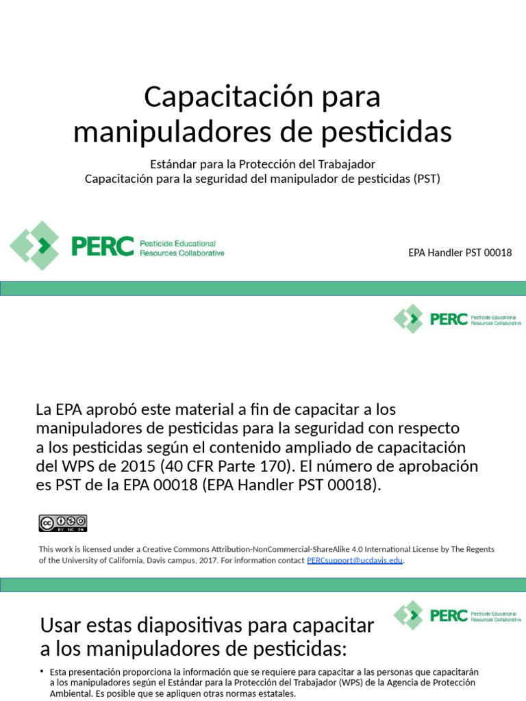 PERC WPS Training For Handlers-Spanish | PDF | Pesticida | Guante