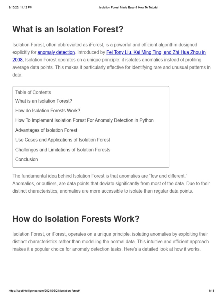 Isolation Forest Made Easy & How To Tutorial | PDF
