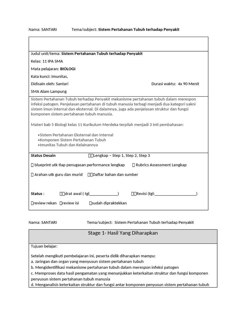 DLT Biologi Kelas 11 Semester 2 2024-2025 | PDF