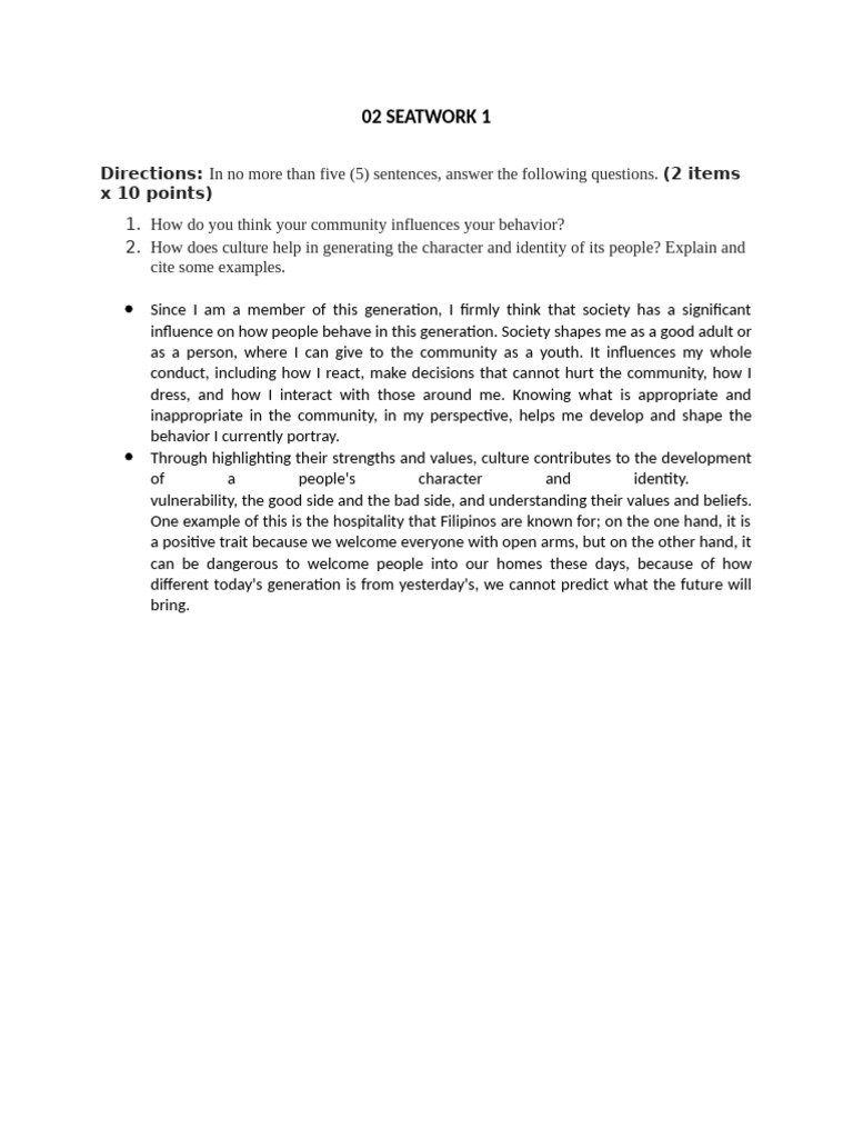 02 Seatwork 1 | PDF