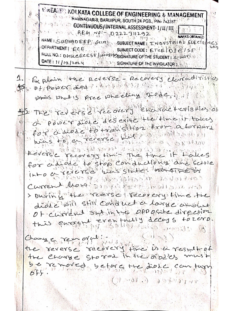 Industrial Electronics Assignment (Subhadeep Giri) | PDF