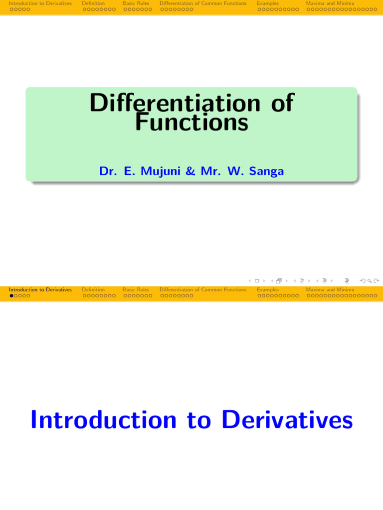 Lecture 5-Differentiatiation of Functions | PDF | Derivative | Chemistry