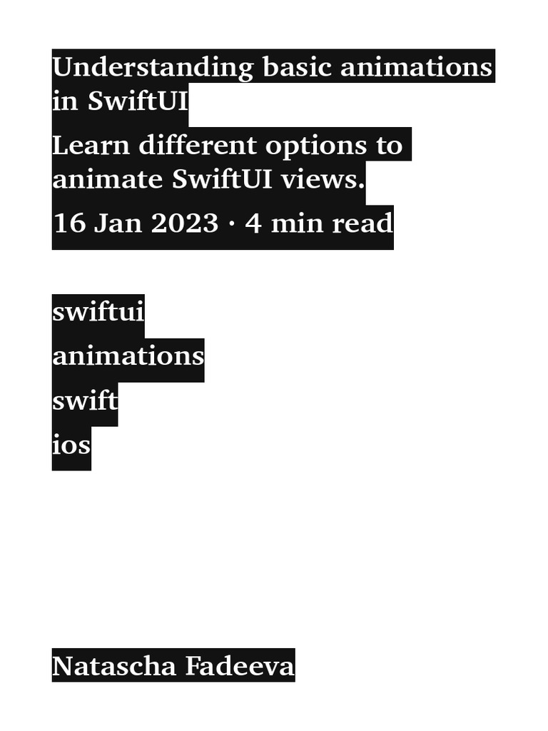 SwiftUI Animation Techniques Explained | PDF