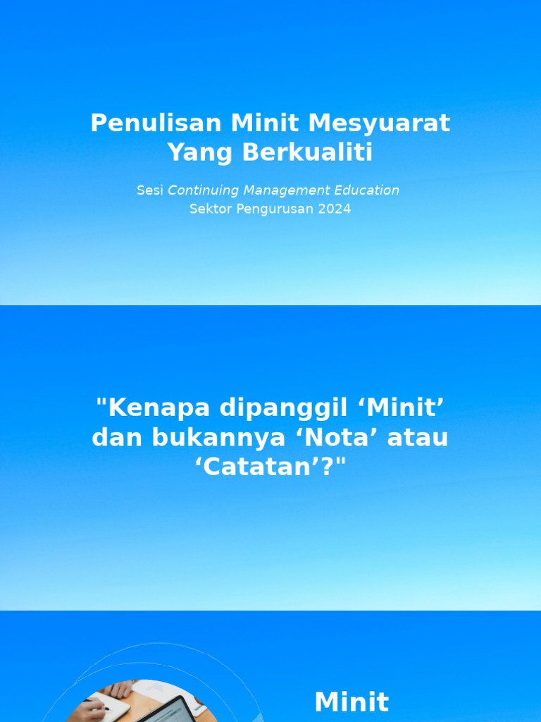 Penulisan Minit Mesyuarat Yang Berkualiti - CME 2024 | PDF