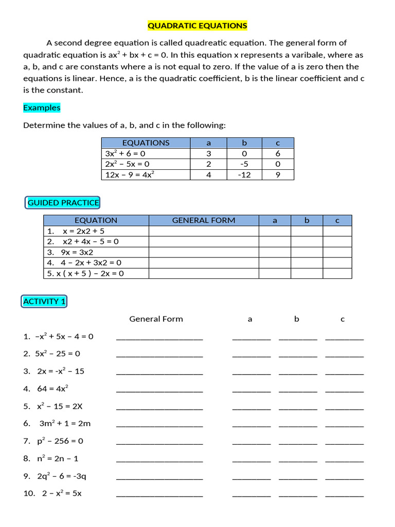 Understanding Quadratic Equations and Roots | PDF | Quadratic Equation ...