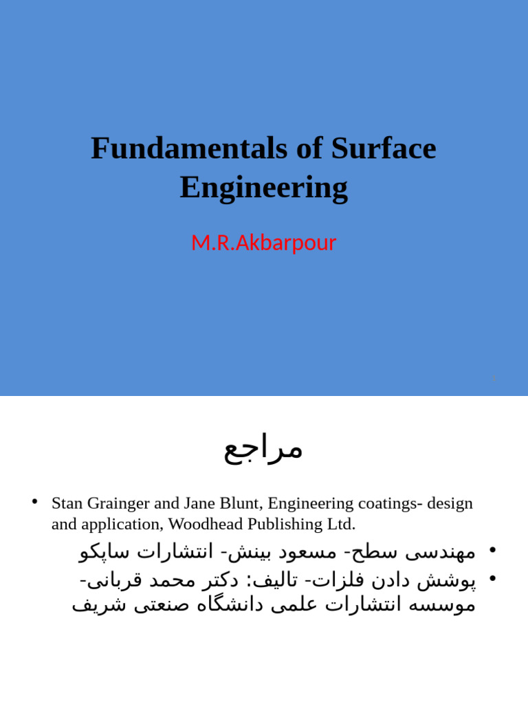 Fundamentals of Surface Engineering | PDF