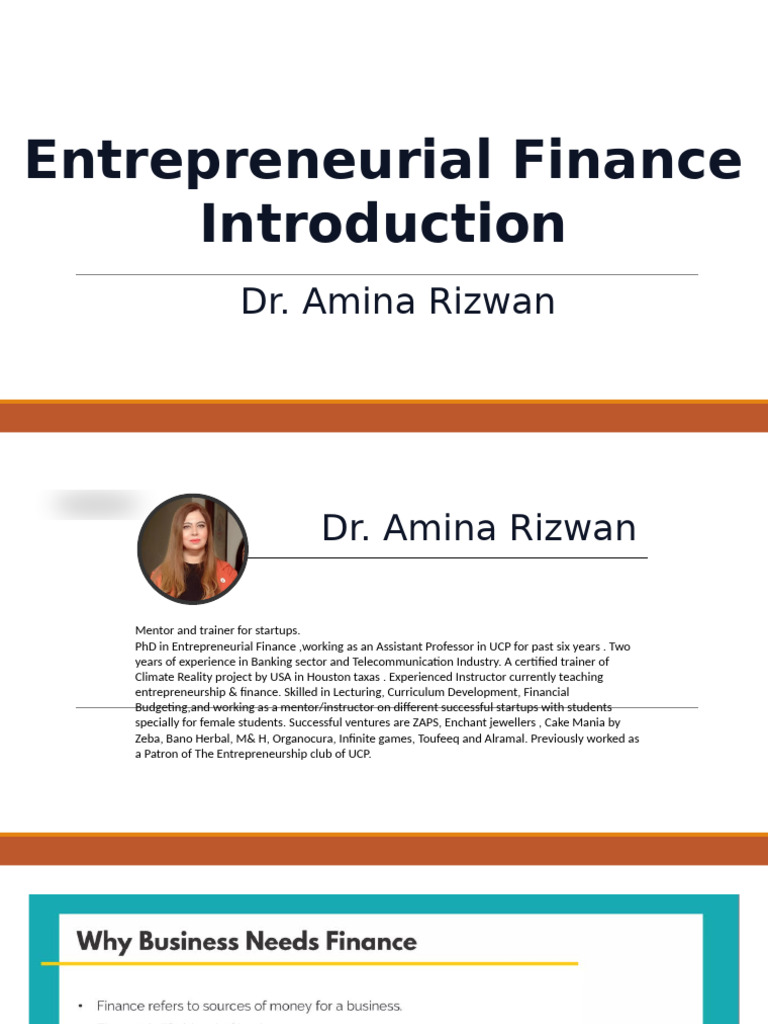 Entrepreneurial Finance Insights by Dr. Rizwan | PDF