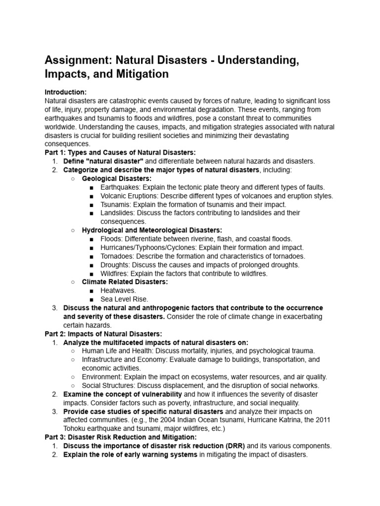 Write An Assignment On Natural Disaster | PDF | Natural Disasters ...