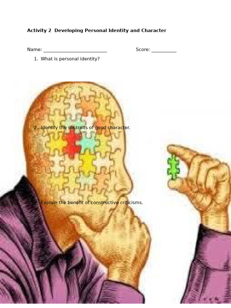 Activity 2 Developing Personal Identity and Character | PDF