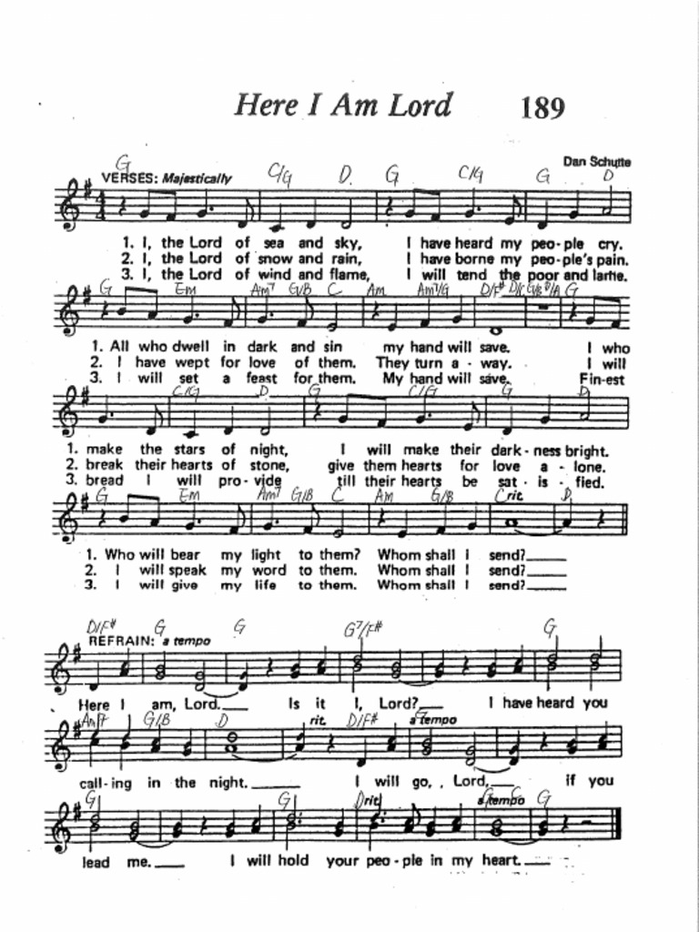 Here I Am Lord - 2parts - Chord | PDF