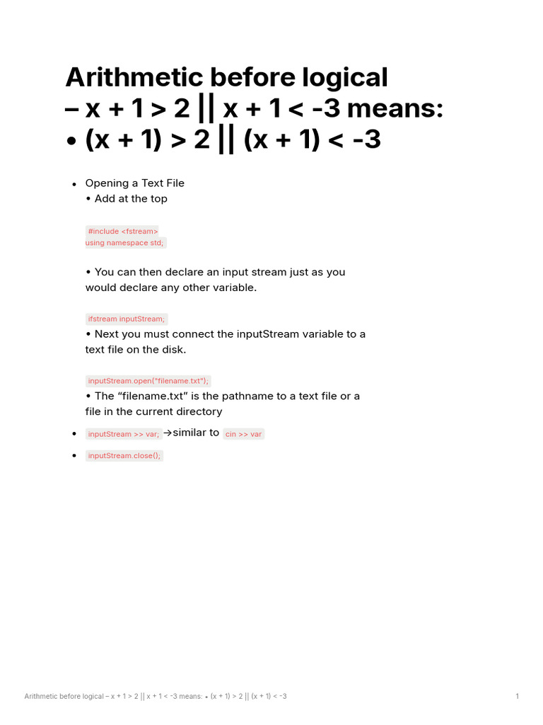 Arithmetic Before Logical - X + 1 2 - X + 1 2 - (X + 1) - 3 | PDF