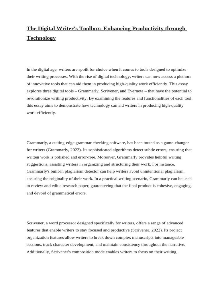 The Digital Writer's Toolbox | PDF | Evernote