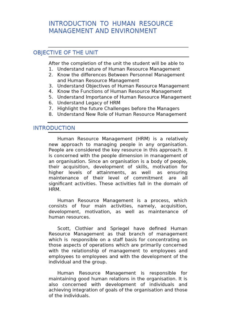 ch1 HRM | PDF | Human Resource Management | Human Resources