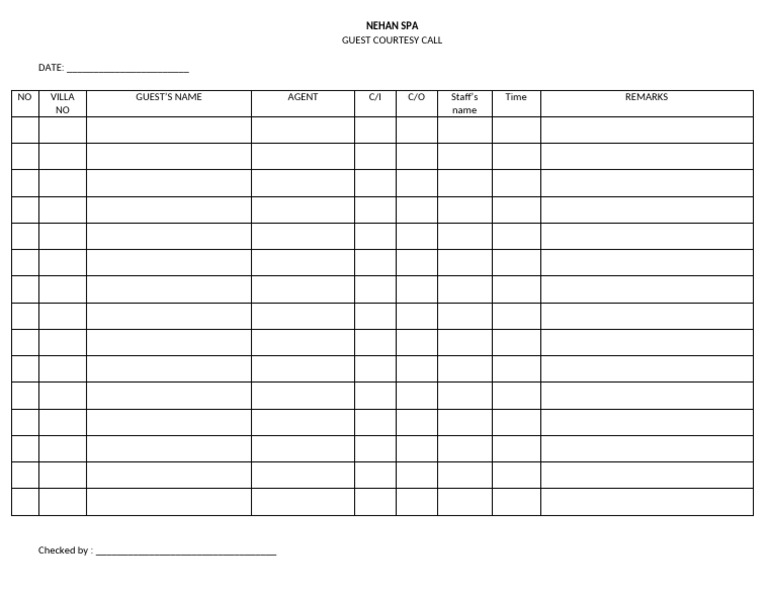 Guest Courtesy Call | PDF