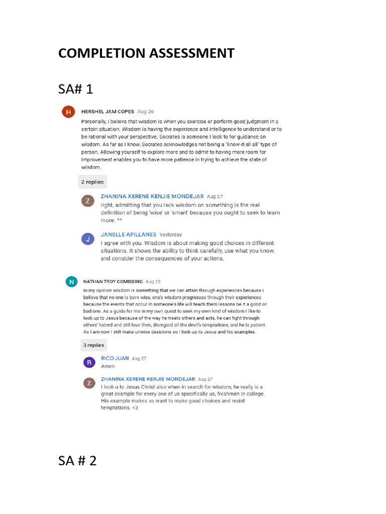 Completion Assessment | PDF