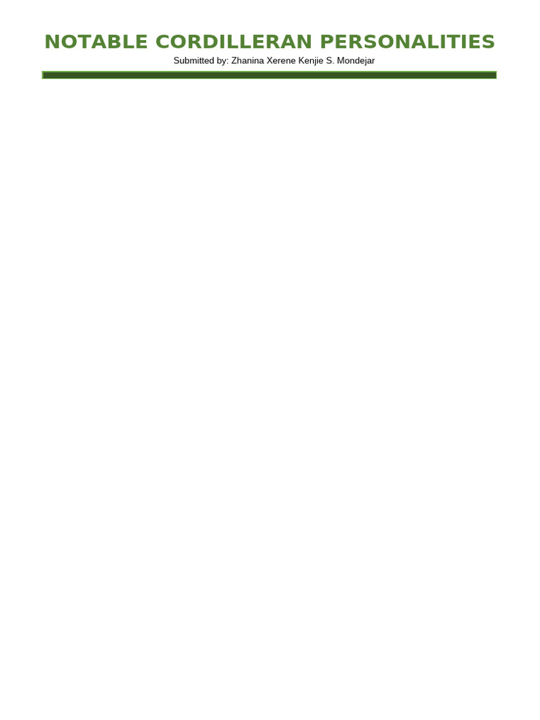 Notable Cordilleran Personalities | PDF | Philippines