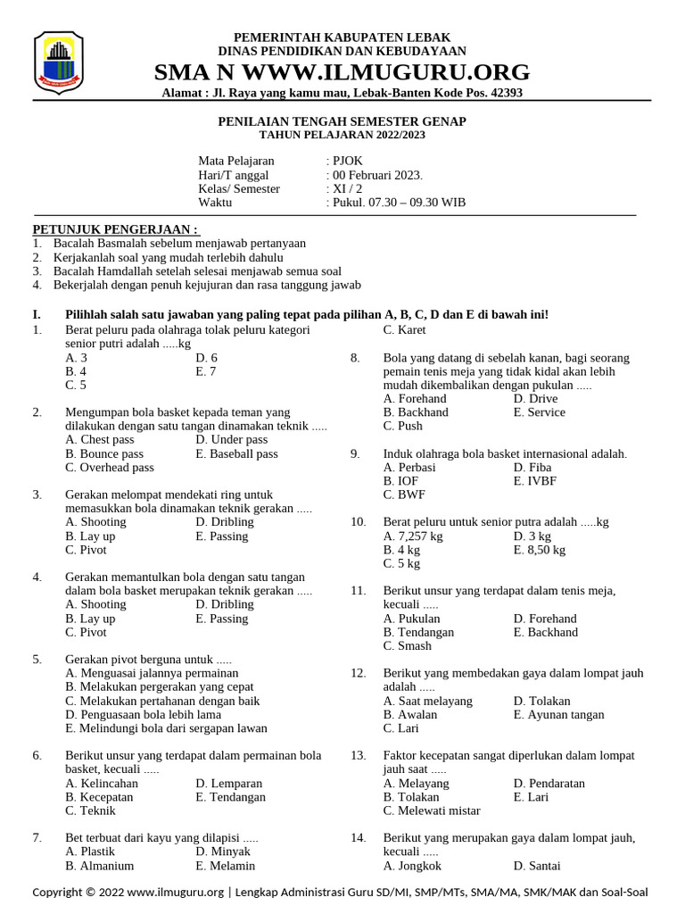 PTS II PJOK XI | PDF