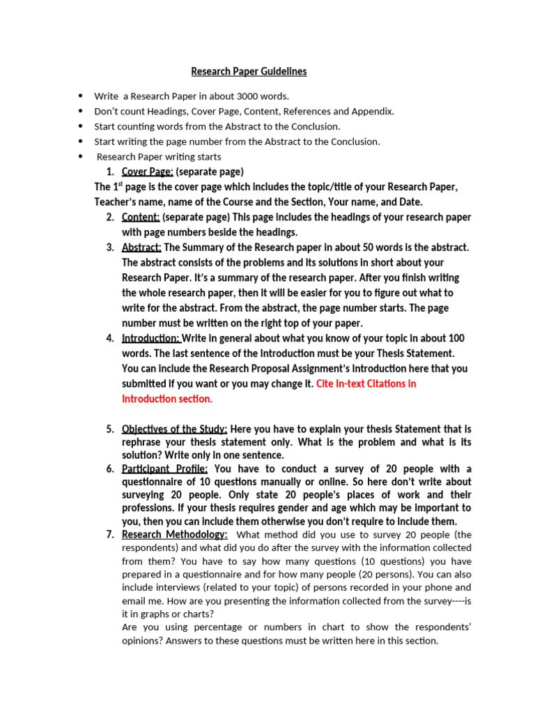 Research Paper Guidelines | PDF | Survey Methodology