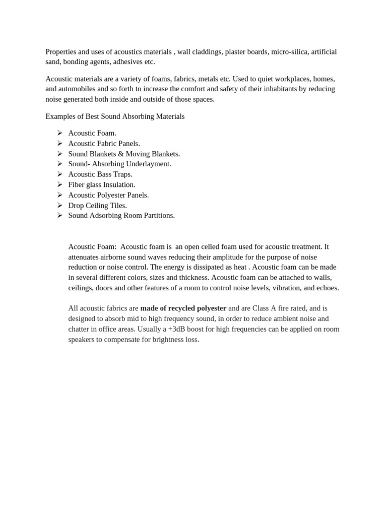 Properties and Uses of Acoustics Materials | PDF