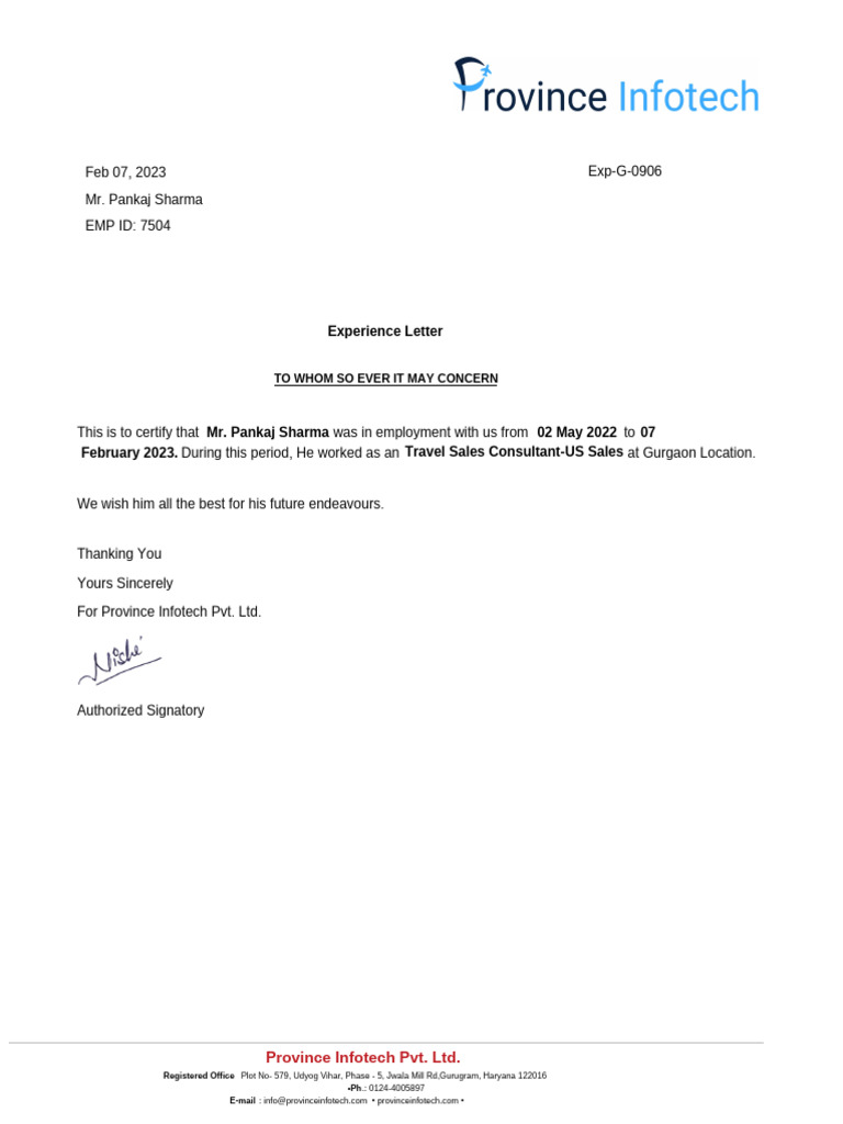 Crystal Experience Letter | PDF