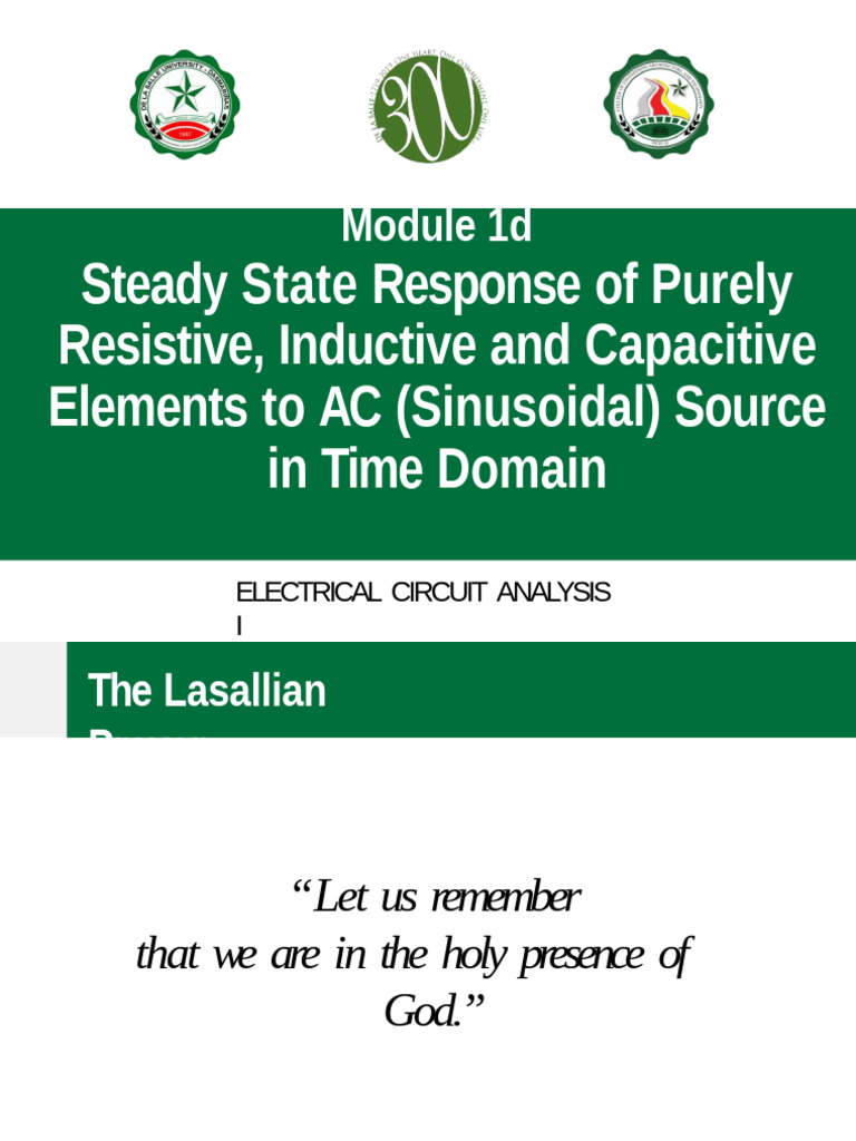 Module 1d - Steady State Response of Purely RLC Elements To AC ...