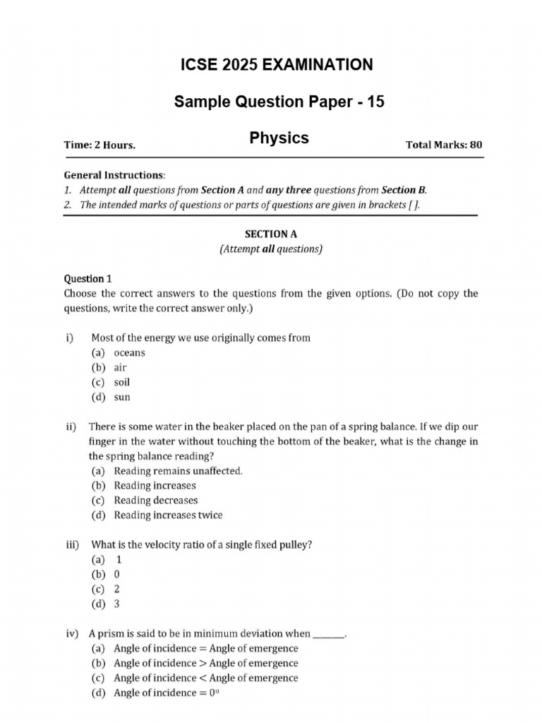 X Phy-15 - Sample QP 2025 | PDF