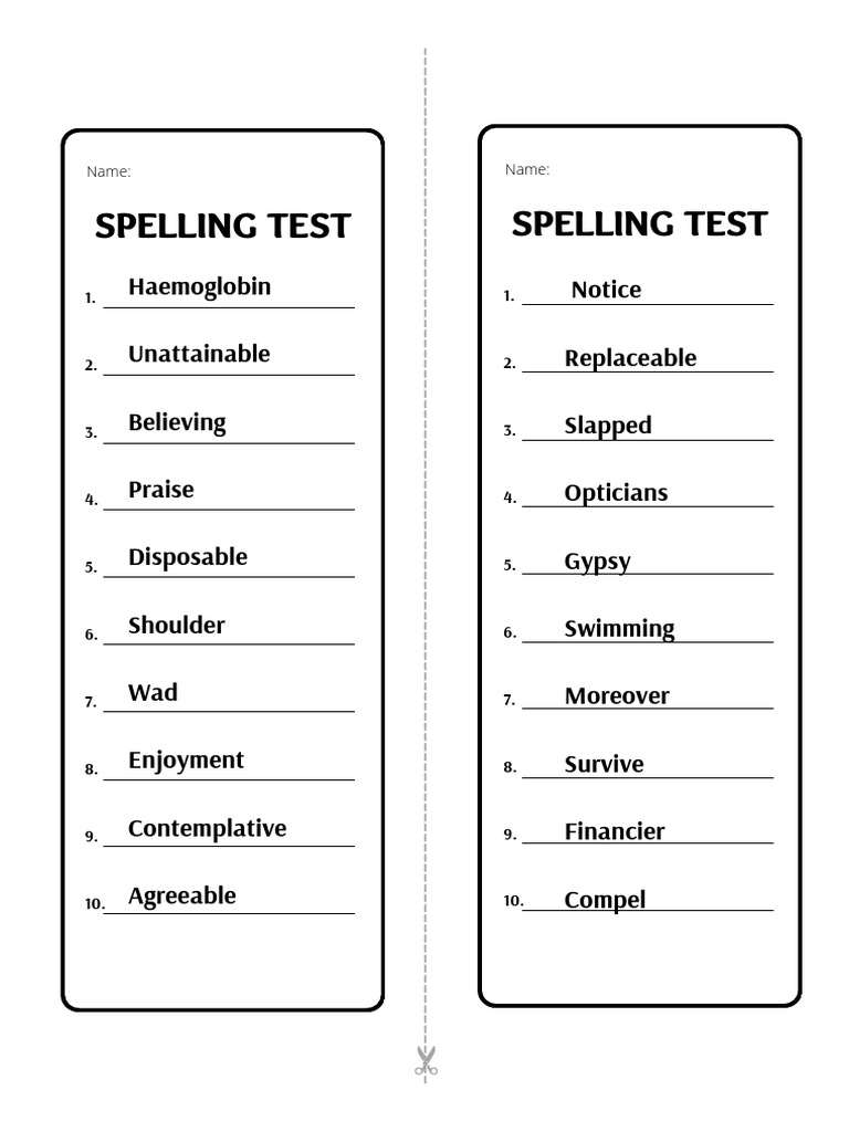 Year 8 Spelling Test Words List | PDF