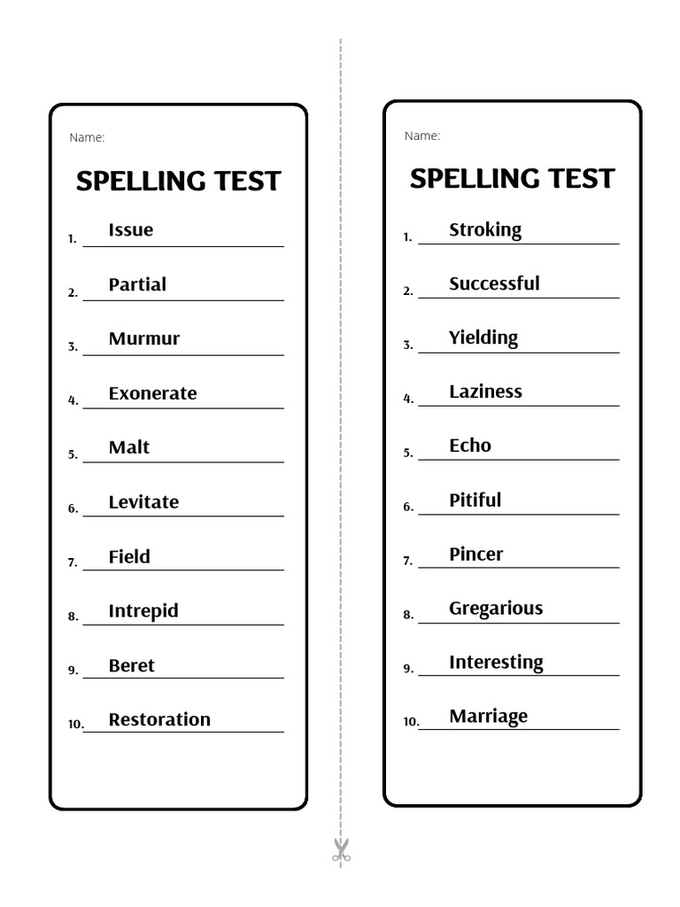 Spelling Test Word List | PDF