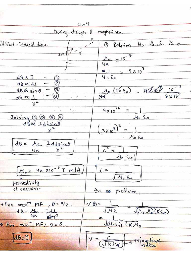 Moving Charges and Magnetism All Derivation | PDF