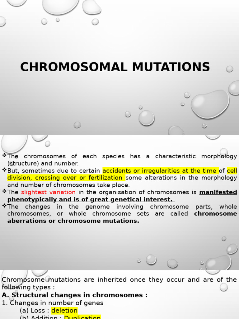 Chromosomal mutations | PDF | Dominance (Genetics) | Chromosome