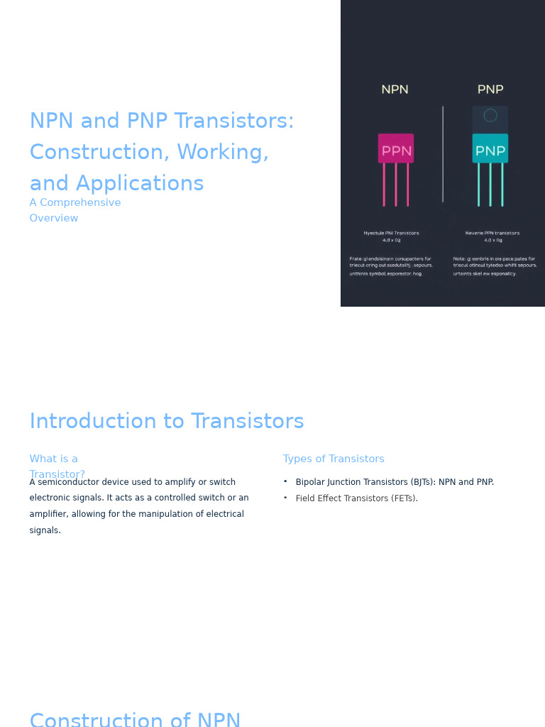 NPN and PNP Transistors Construction Working and Applications | PDF ...