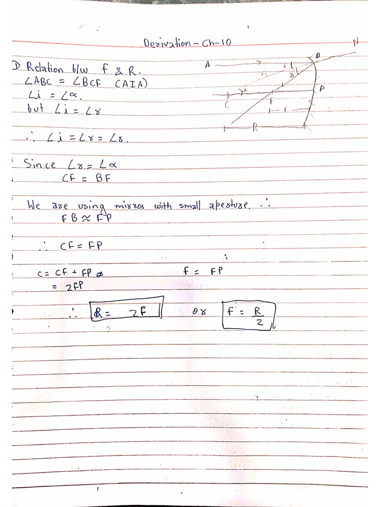 Ray Optics All Derivation | PDF