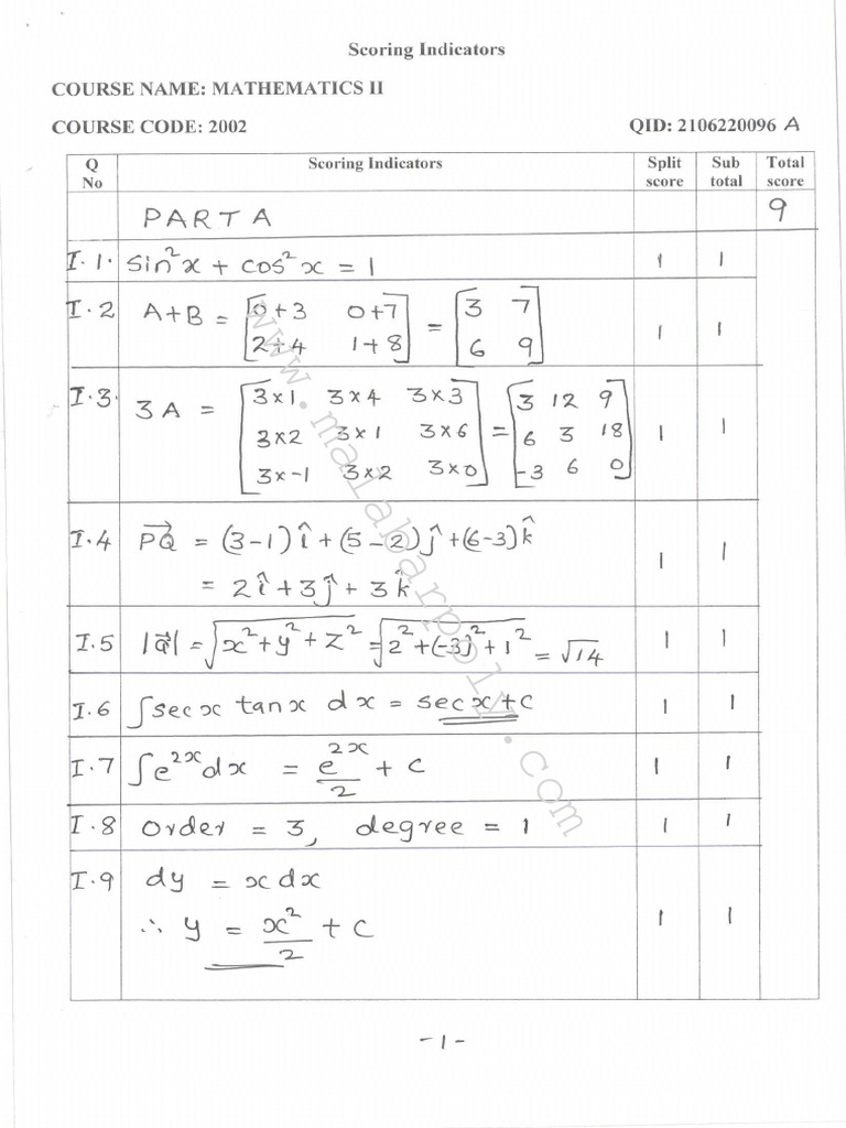 20230417091245ted (Rev2021 Apr 2022) 2002 Answer Key Mathematics - Ii | PDF