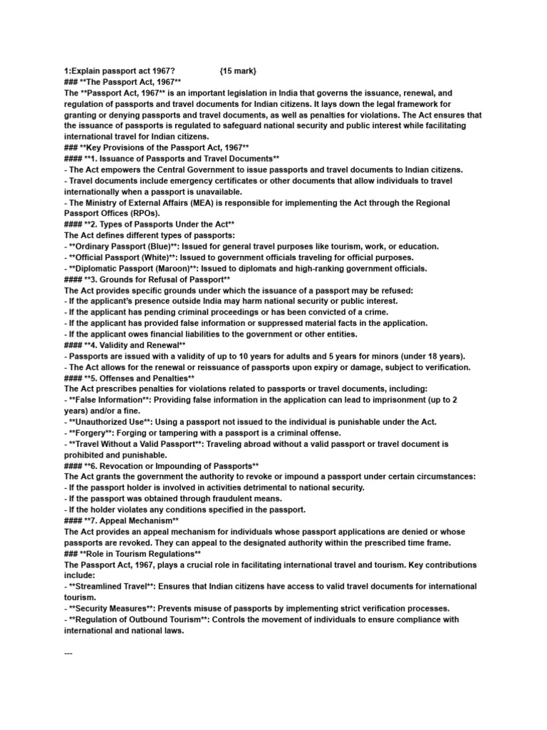 Passport Act 1967 Overview and Provisions | PDF | Passport | Travel Visa