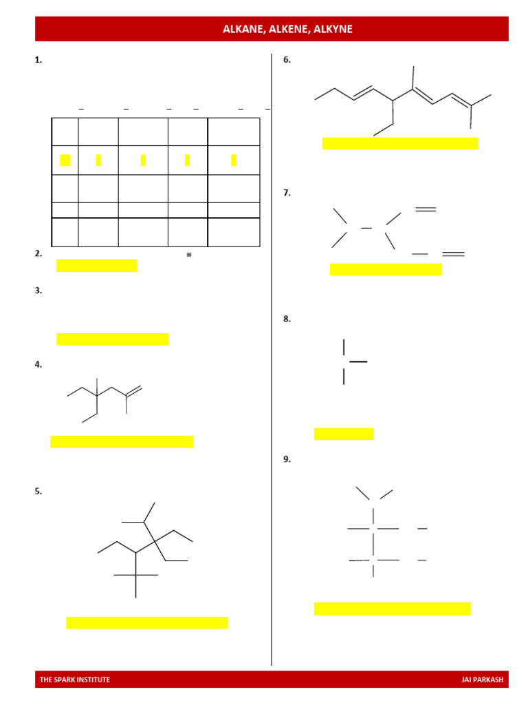 Alkane Alkene Alkyne solved mcqs + (KEY) | PDF | Hydrocarbons | Alkane