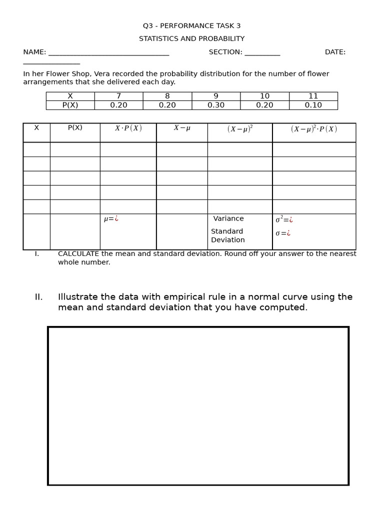 Performance task-NORMAL CURVE | PDF | Normal Distribution | Standard Deviation
