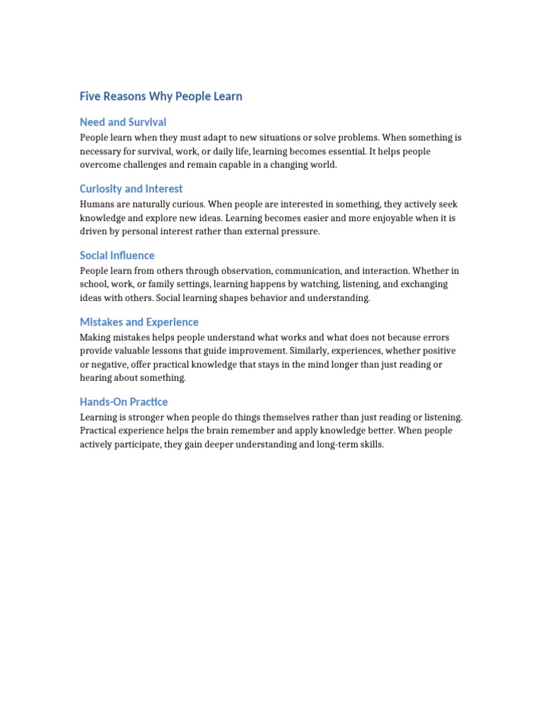 Five_Reasons_Why_People_Learn | PDF