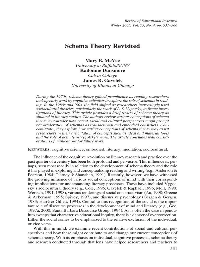Mcvee Et Al 2005 Schema Theory Revisited | PDF | Schema (Psychology ...
