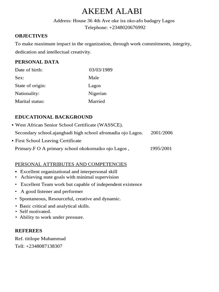 Akeem Alabi: Objectives | PDF