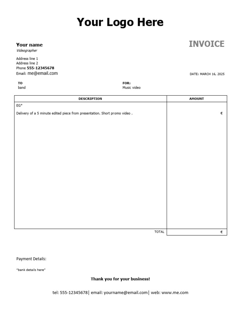 Music Video Invoice Template | PDF