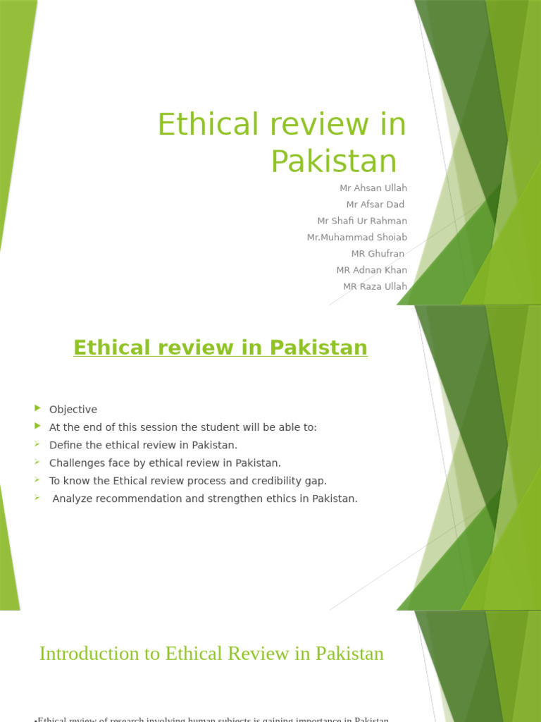 Ethical Review in Pakistan | PDF