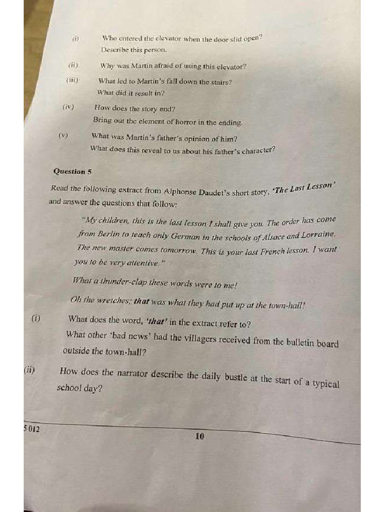 Icse Class 10 English Literature Paper 2 Question Paper 2025 | PDF