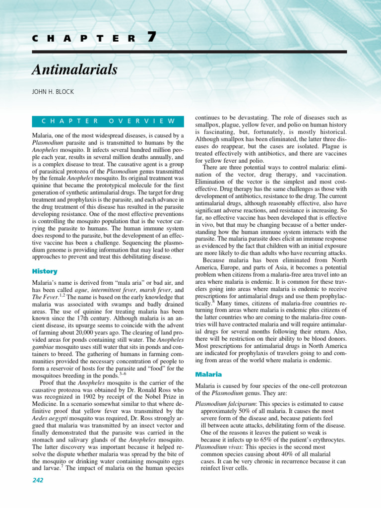 Understanding Antimalarial Treatments | PDF | Malaria | Plasmodium
