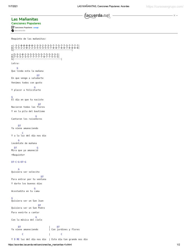 LAS MAÑANITAS, Canciones Populares - Acordes | PDF | Musica en español | Canciones