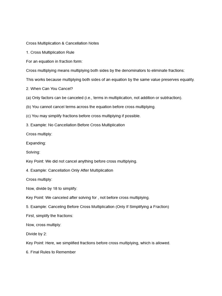 Cross Multiplication PDF | PDF